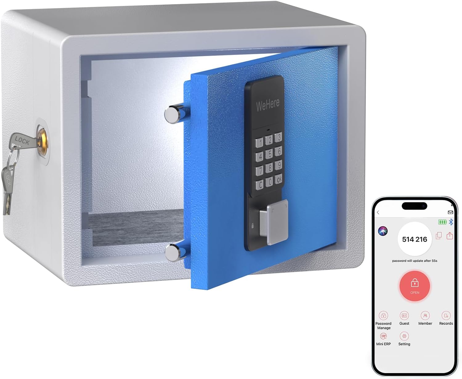 WeHere Safe Box with Digital Lock,Small Security Box, App/One-Time ...