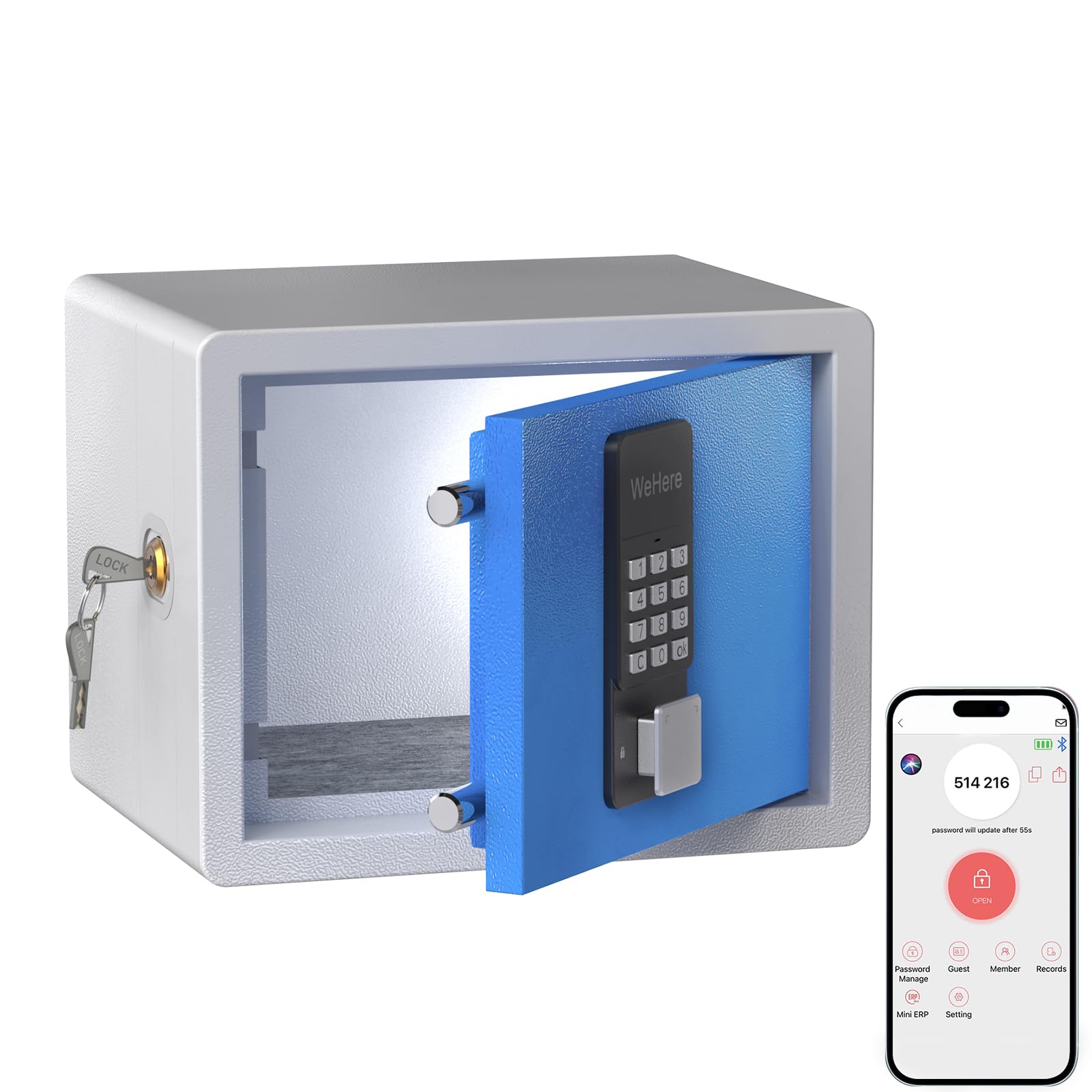 WeHere Safe Box with Digital Lock,Small Security Box, App/One-Time ...