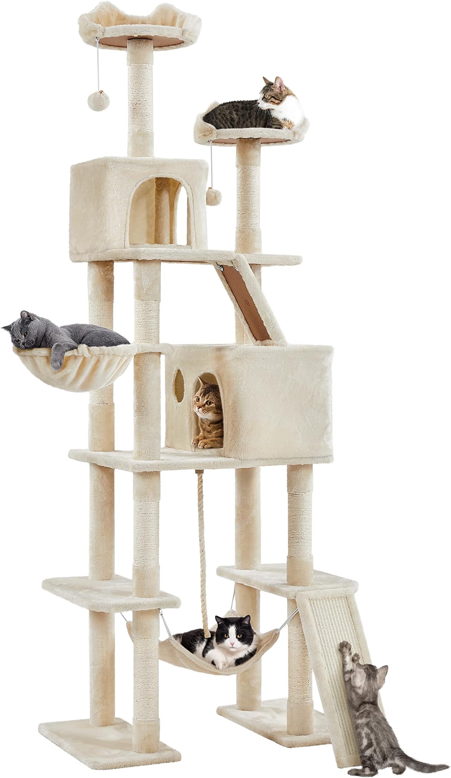 Yaheetech Kratzbaum, 137,5cm Rattan Katzenbaum für große Katze ...