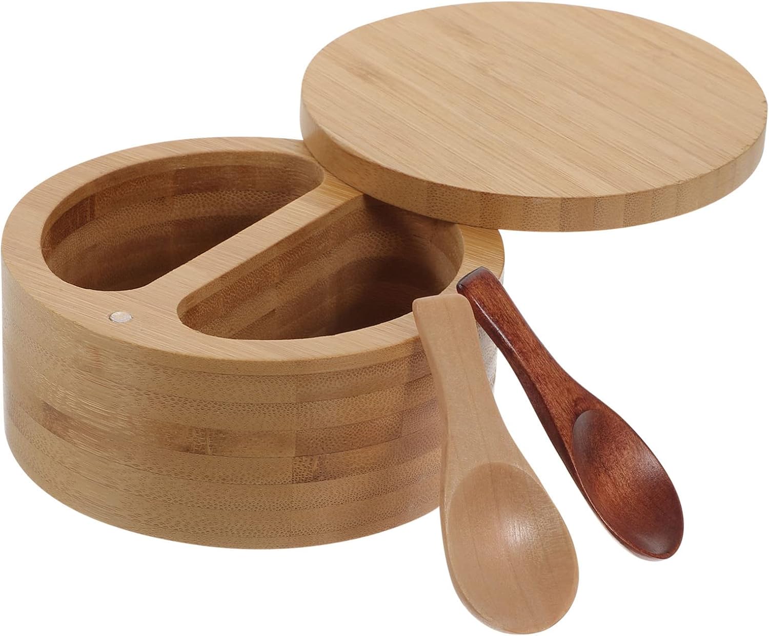 Salt Pig Wood Salt and Pepper Box with Swivel Lid Salt Cellar with 2 ...