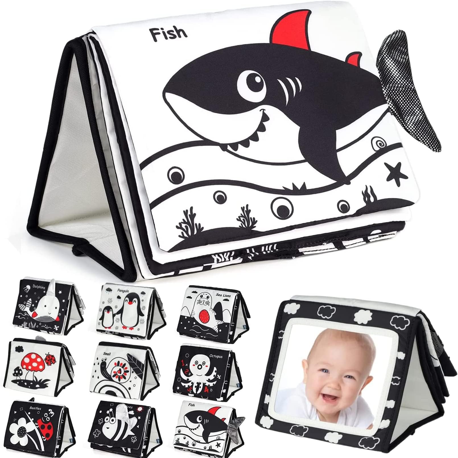 TUMAMA High Contrast Shapes Sets Baby Toys, Black and White Stroller ...