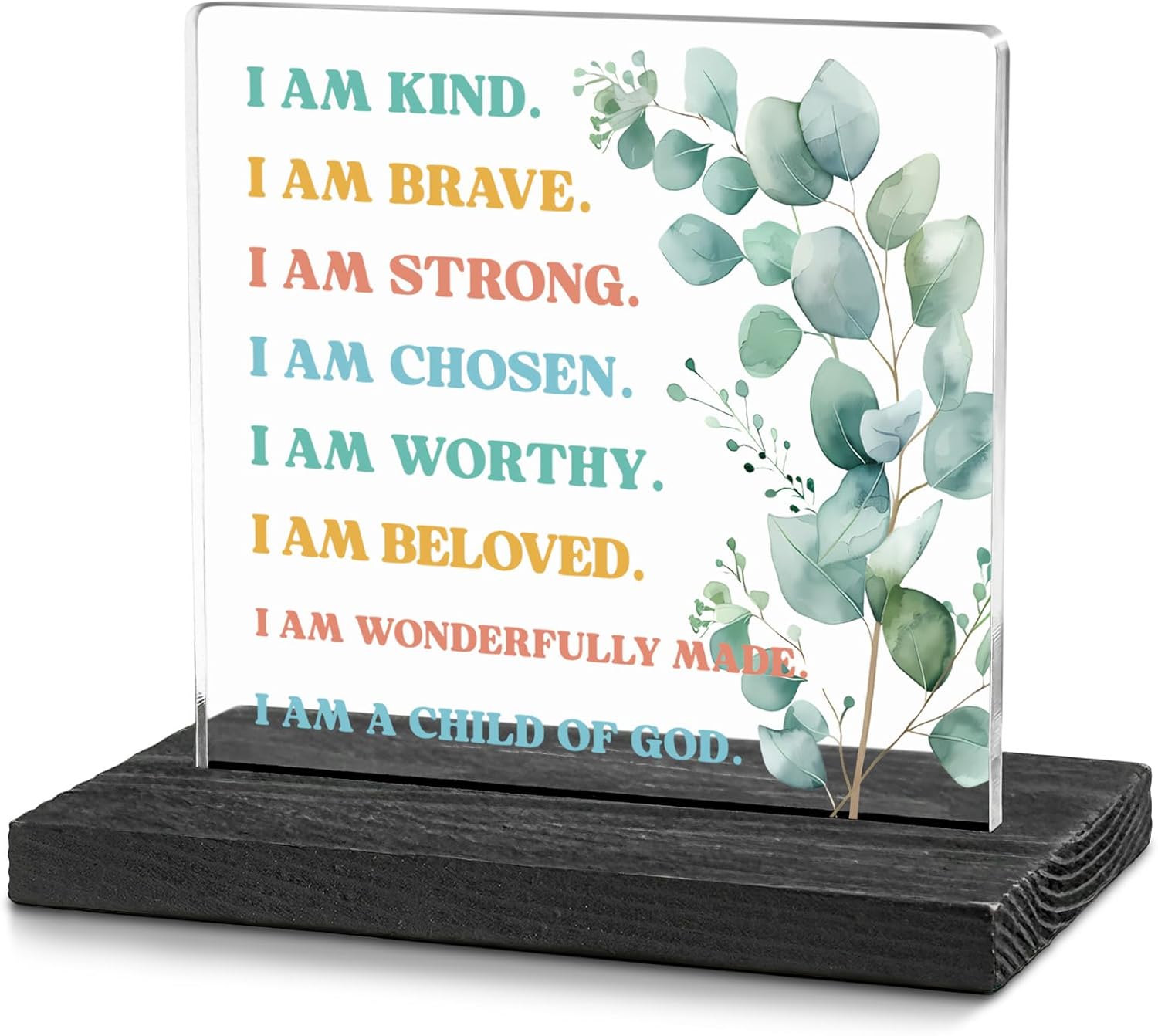 Amazon.com: I Am Kind, I Am Brave I Am Strong. Inspirational Desk Decor ...