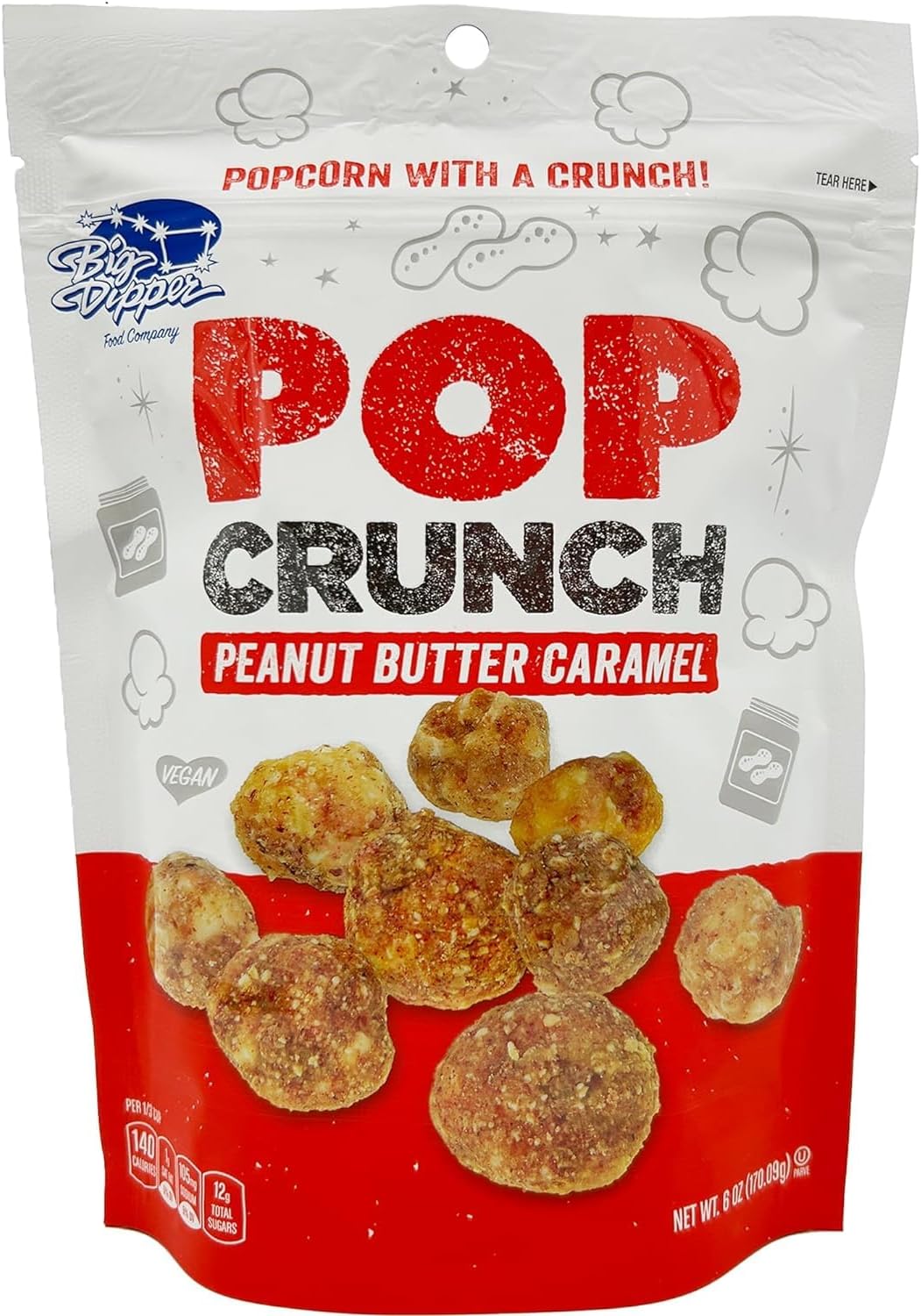 Amazon.com: Pop Crunch Peanut Butter Caramel Flavored Popcorn - 6 oz ...