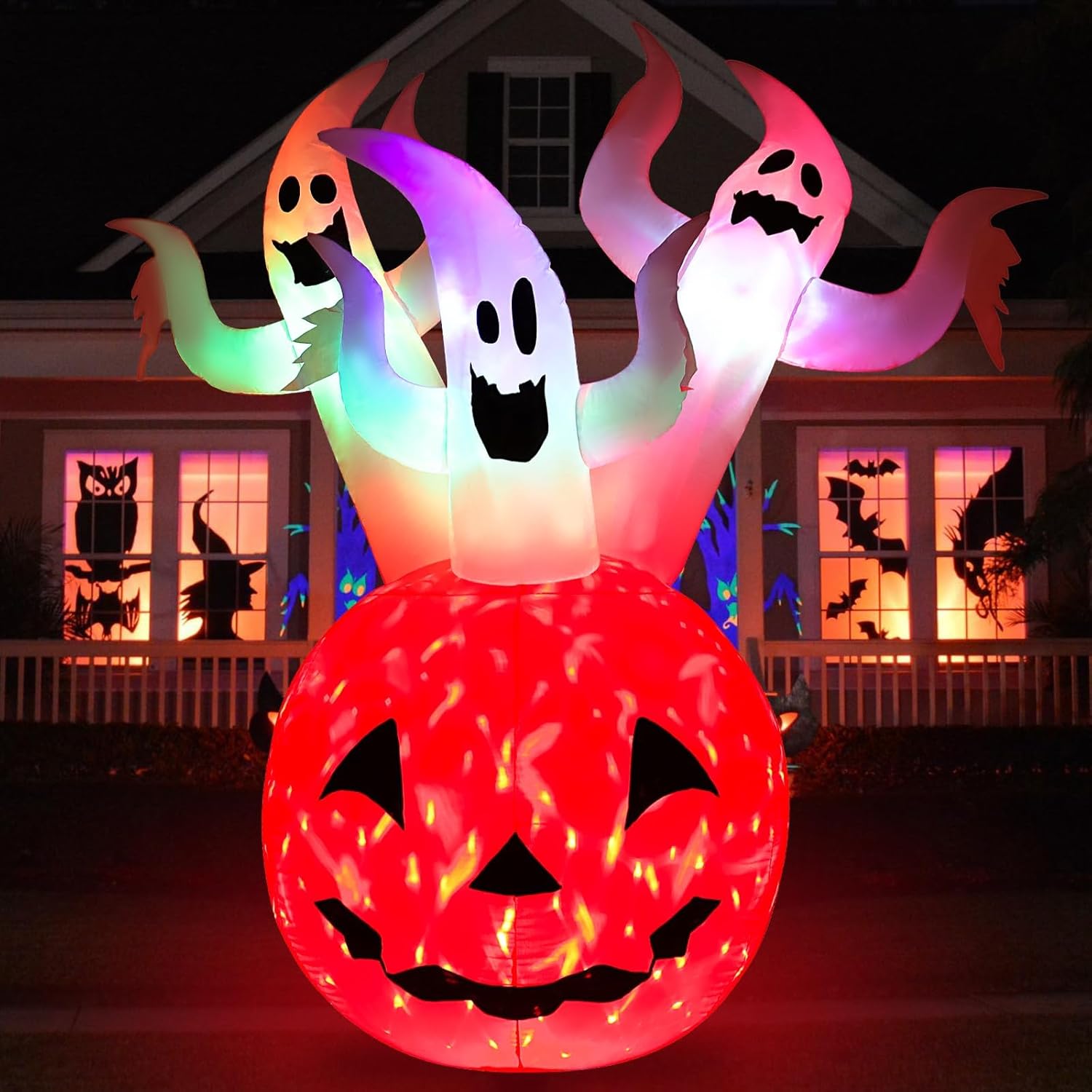 Amazon.com: Opemon Halloween Inflatables Pumpkin Ghost Outdoor ...