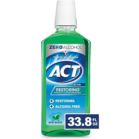 Amazon.com: ACT Restoring Zero Alcohol Fluoride Mouthwash 18 fl. oz ...