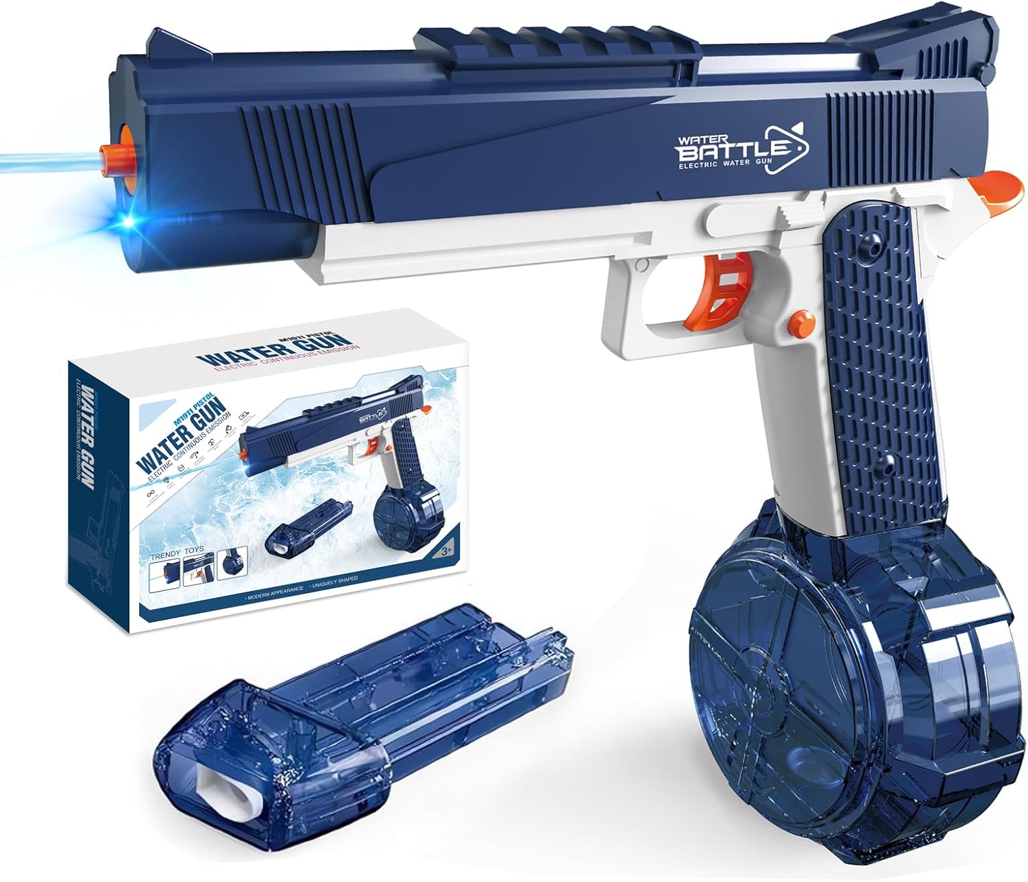 Electric Water Gun Full Auto Water Pistol with Nightlight Long Range ...