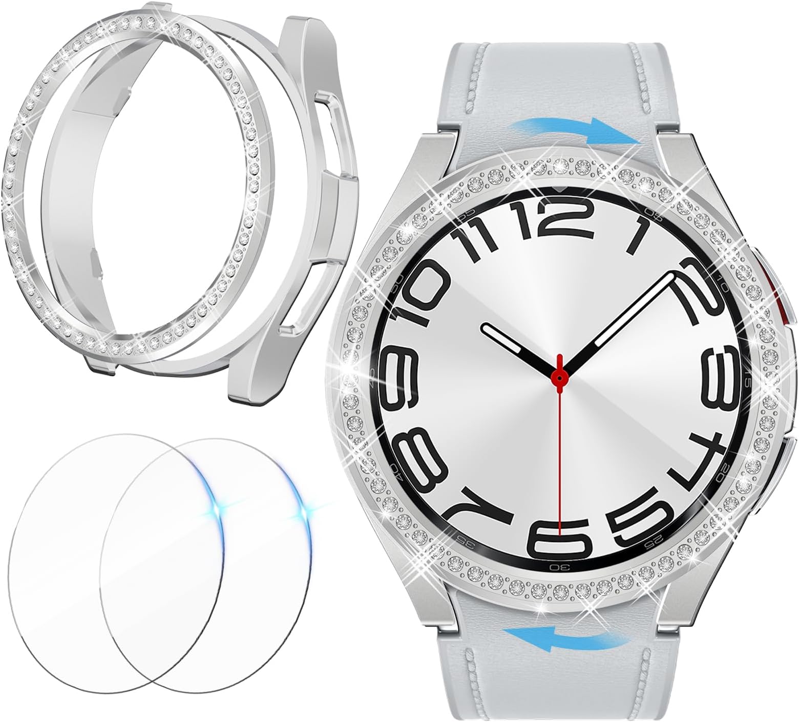 Amazon.com: MOOISVS 3 Packs for Galaxy Watch 6 Classic 43mm Case, Bling ...