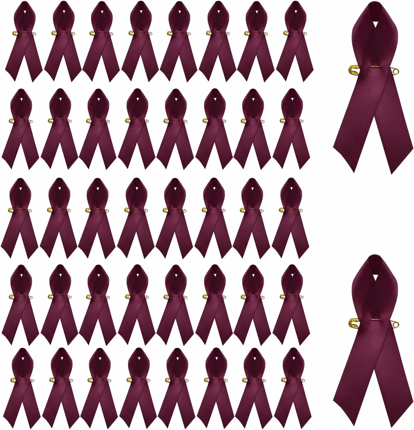 Amazon.com: 100pcs Burgundy Ribbon Awareness Satin Pins Cancer ...