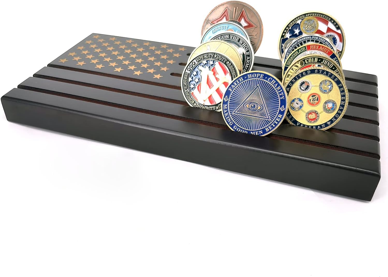 Amazon.com: LZWIN 6 Rows American Flag Challenge Coin Display Holder U ...
