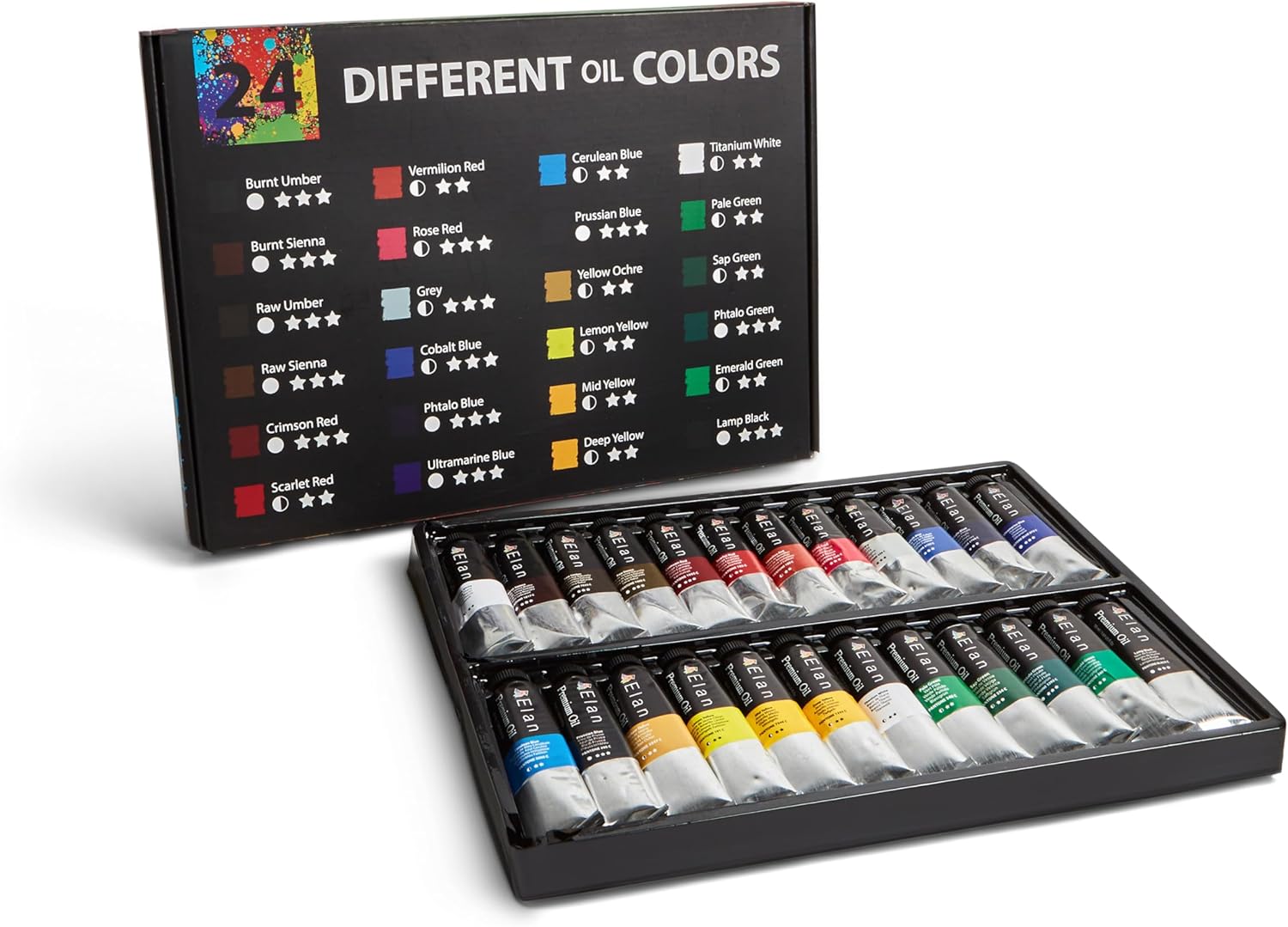 Amazon.com: Elan Professional Oil Paint Set, 24 Vibrant Colors Tubes 1 ...