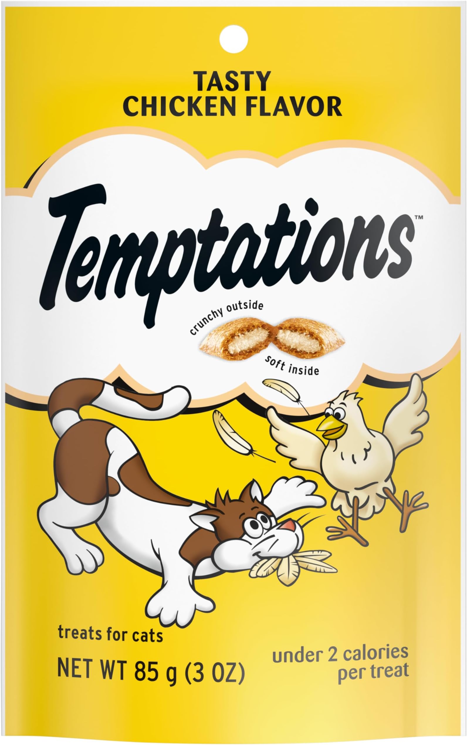 TEMPTATIONS Friandises pour chat adulte saveur poulet savoureux, pot de ...