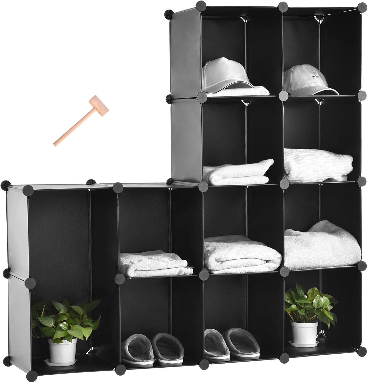Amazon.com: 12 Cubes Storage Organizer Shelf Black,DIY Plastic ...