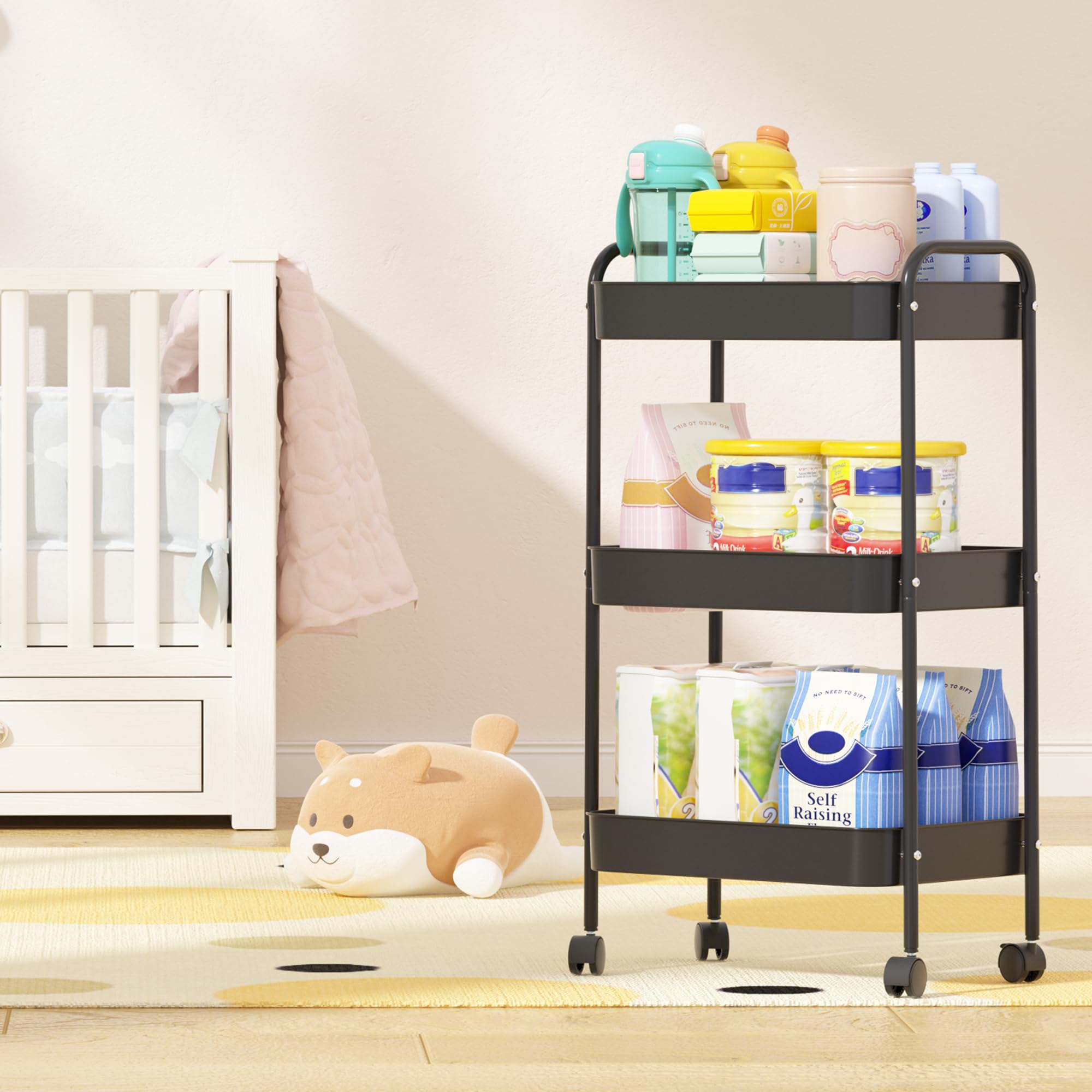 Snapklik.com : Vtopmart 3 Tier Metal Rolling Cart, Utility Rolling Carts