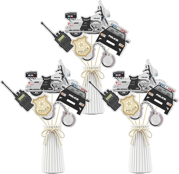Amazon.com: Police Party Centerpiece Sticks,Boy Kid Birthday Table ...