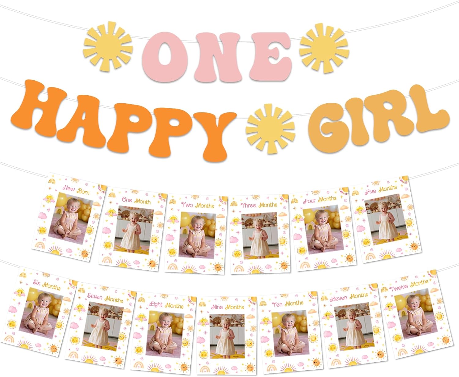 Amazon.com: First Trip Around the Sun 12 Month Photo Banner One Happy ...