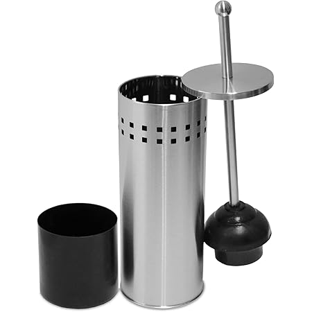 Amazon.com: Metal Toilet Plunger With Holder, By Home Basics | Bathroom ...