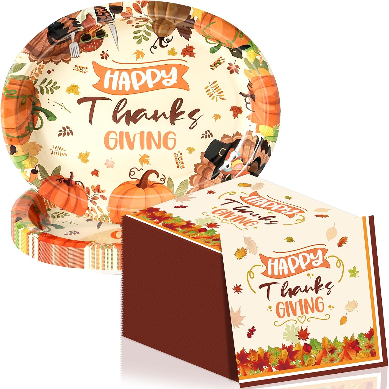 Amazon.com: KTCNMER 50Pcs Thanksgiving Large 12" x 10" Oval Paper ...