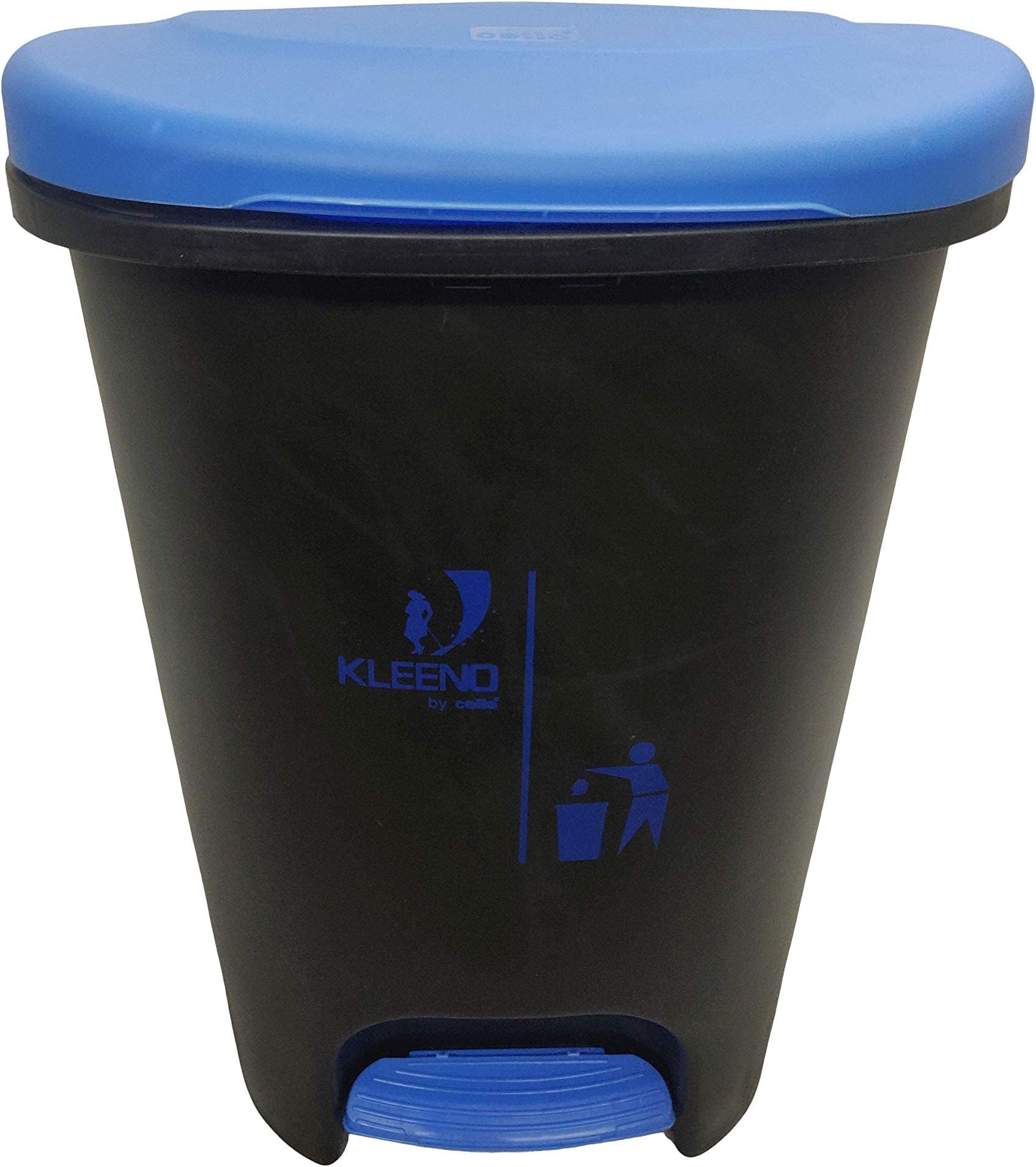 Cello Plastic Step-On Pedal Garbage Dustbin (50 Ltr, Black-Blue ...