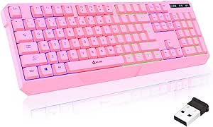 Amazon.com: KLIM Chroma Pink Wireless Keyboard – RGB Backlit ...