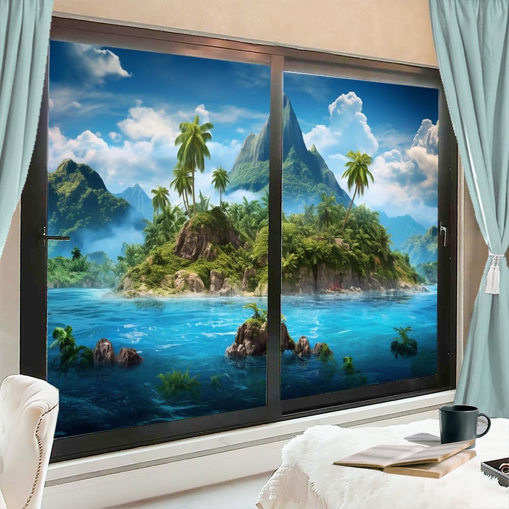 Amazon.com: Fairyland Island Window Film Privacy Nature Tropical Tree ...