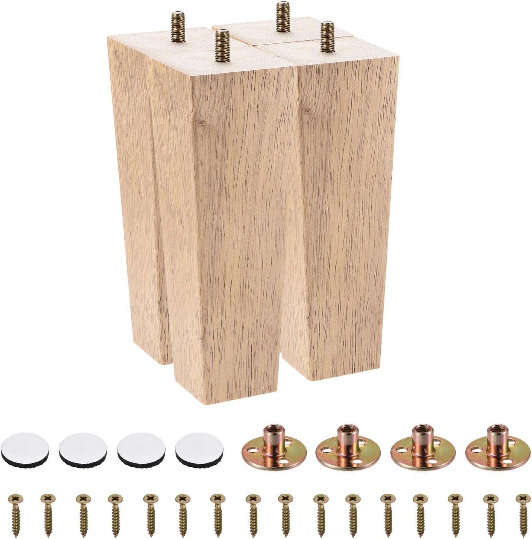 Set of 4 Wooden Furniture Feet / Sofa Base Legs with 8 Screw Bolts ...