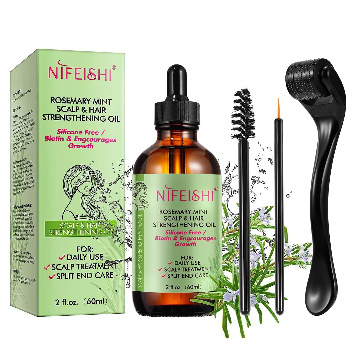 Amazon.com: Aceite de romero orgánico para el crecimiento del cabello, 2.02 onzas líquidas con ...