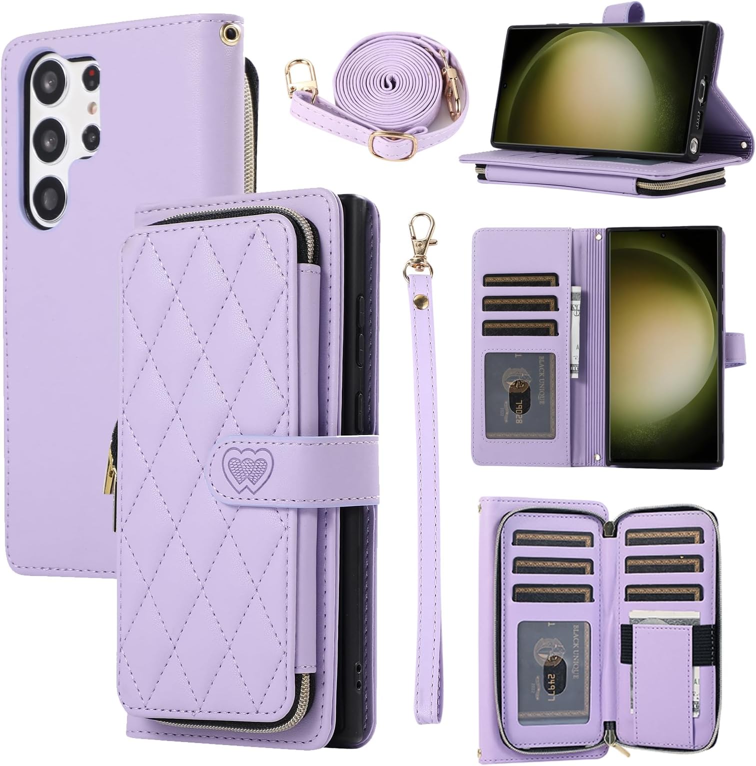 Amazon.com: Furiet Wallet Case for Samsung Galaxy S24 Plus S24+ 5G with Wrist Strap Crossbody ...