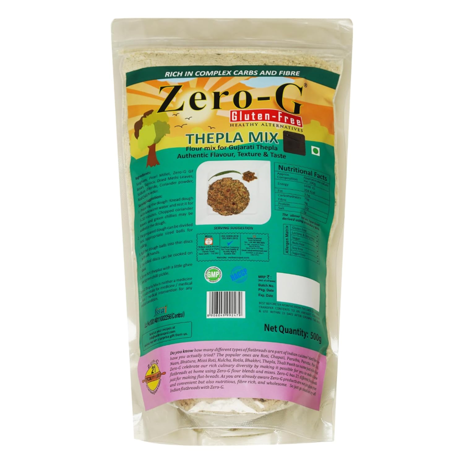 Zero-G Gluten-Free Thepla Mix (500 G Pouch) - Authentic Gujarati Flavor ...