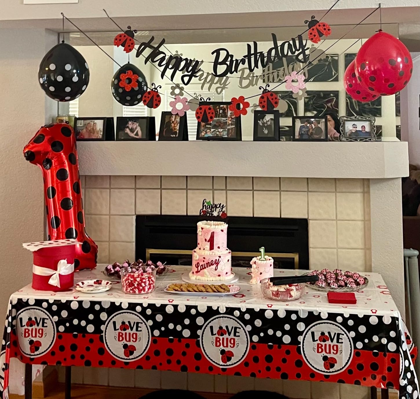 Amazon.com: Ladybug Birthday Decorations Ladybird Banner Cake Topper ...