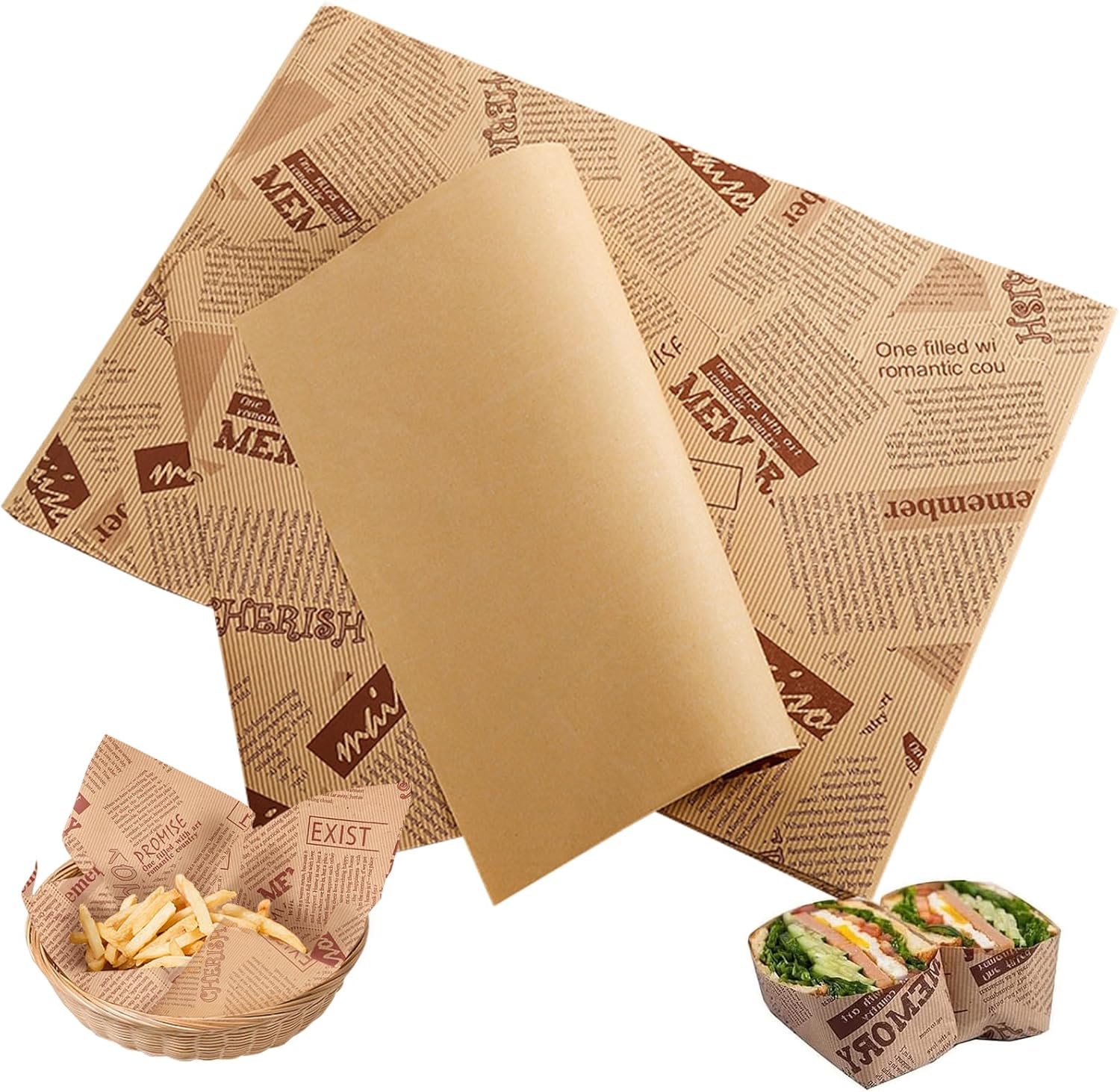 Bright Creations Food Wrapping Paper, 100 Sheets Deli Greaseproof ...