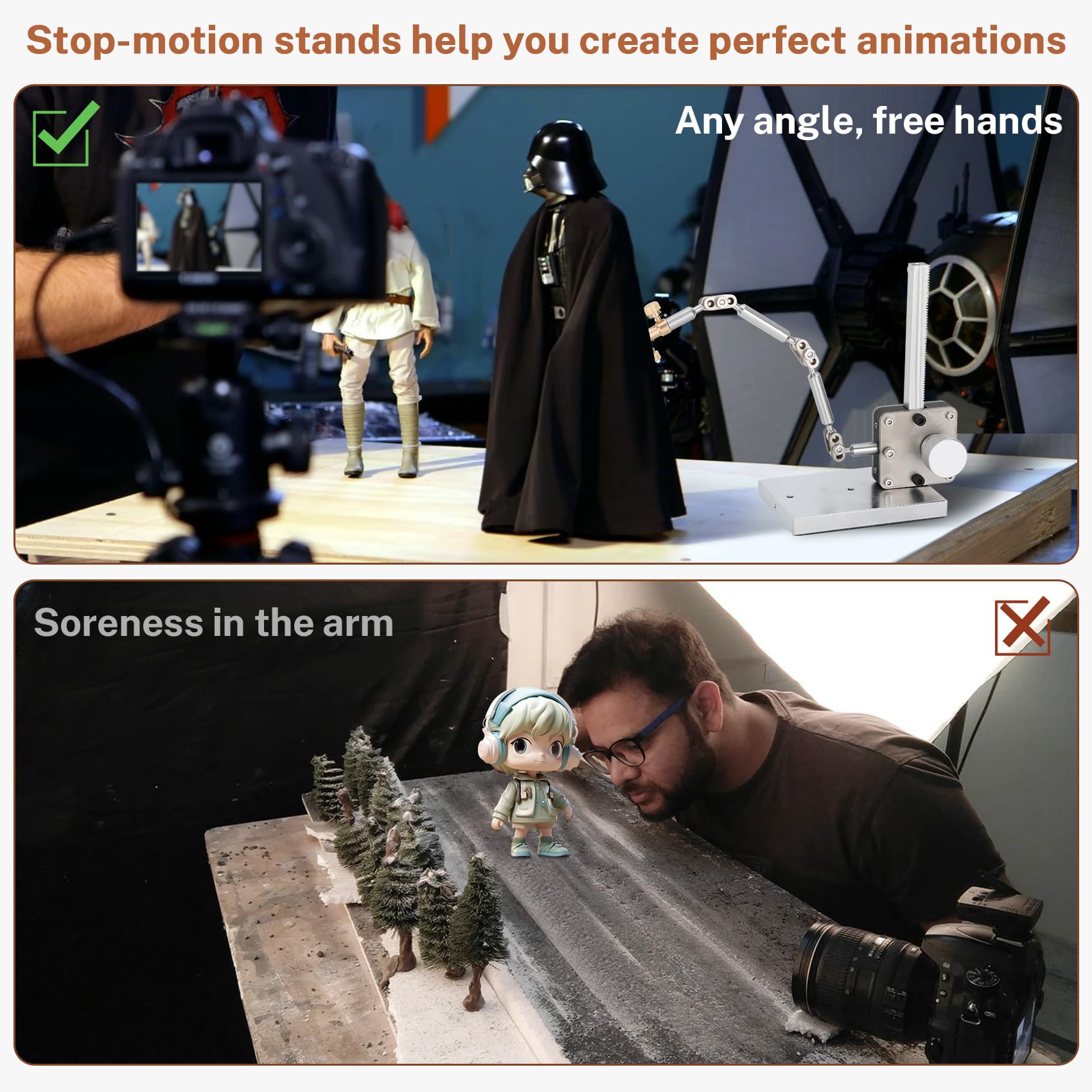 Snapklik.com : Stainless Stop Motion Animation Set, 5 Connectors, Adjustable Fixed Height And ...