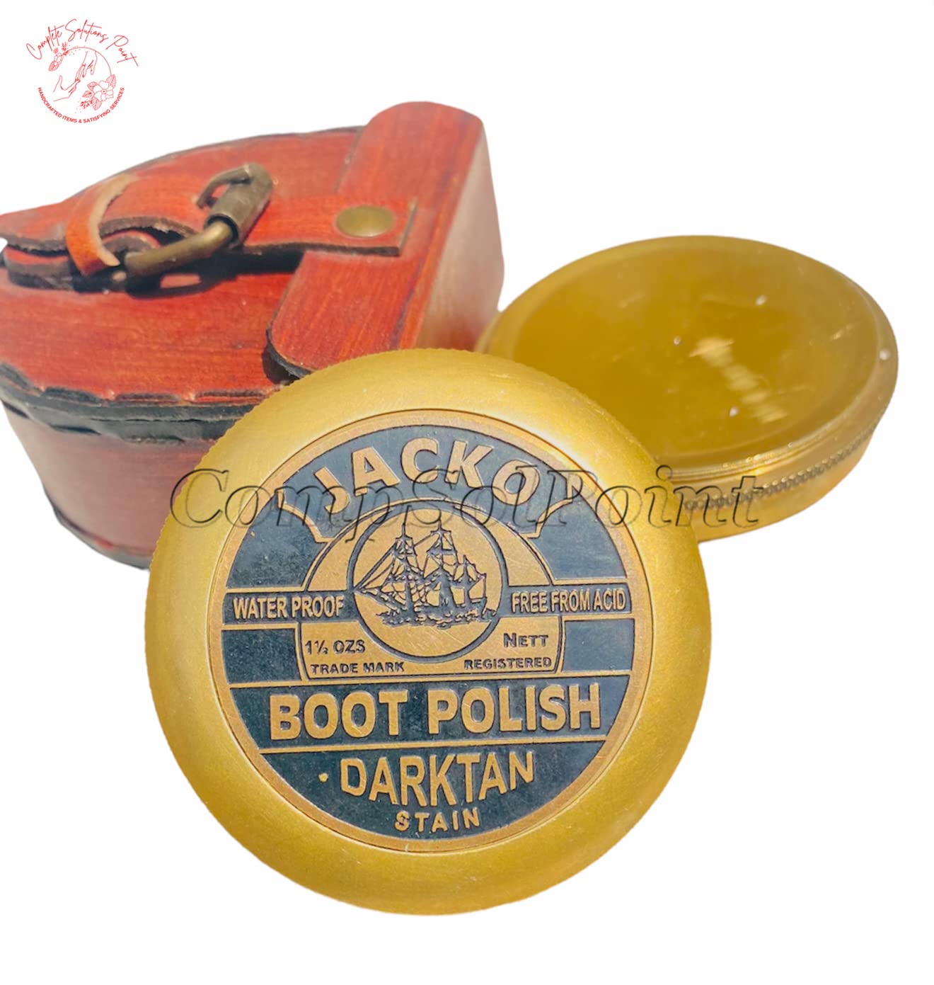 Antique Poem Pocket Compass with Jacko Boot Polish Darktan Stain ...