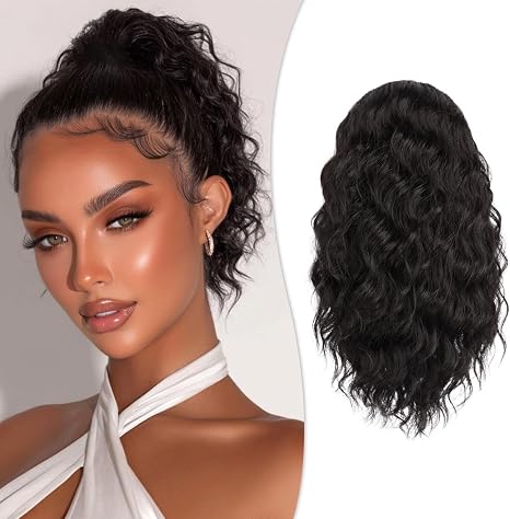 RUWISS Coleta Postiza Pelo Natural, Extensiones Pelo Rizado Coleta ...