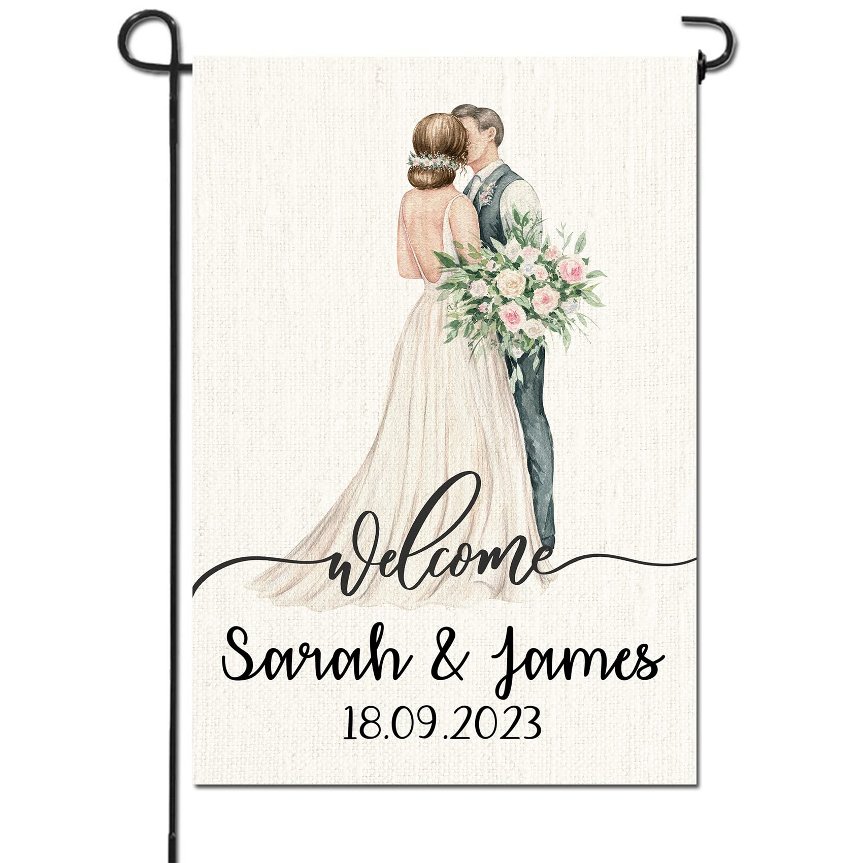 Amazon.com : Welcome Bride And Groom Wedding Garden Flag Personalized ...