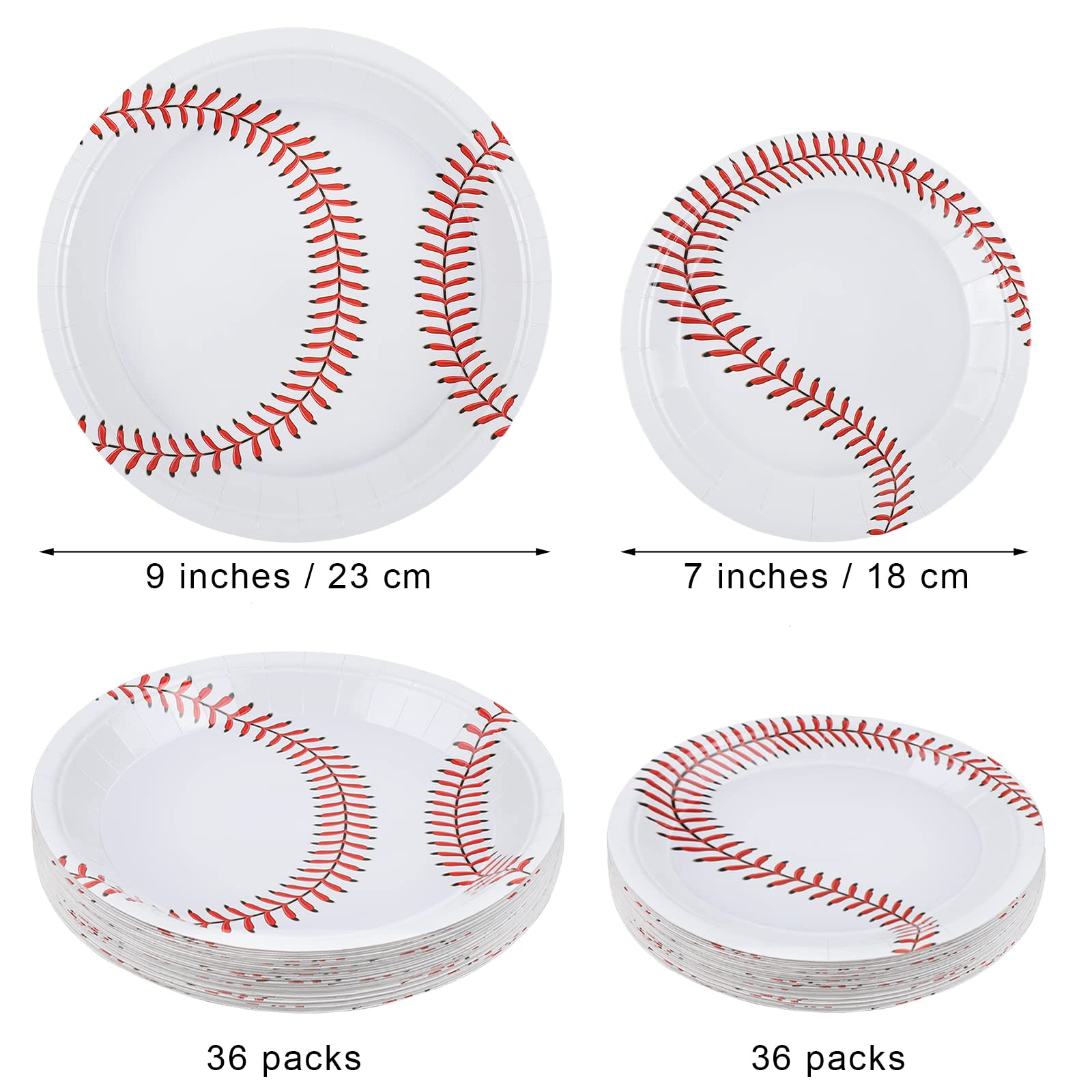 Snapklik.com : Durony 60 Pack Baseball Plates 9 Inch And 7 Inch Round ...