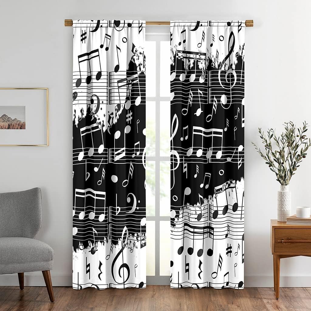 Amazon.com: Music Window Curtains, Abstract Style Professional Pattern ...