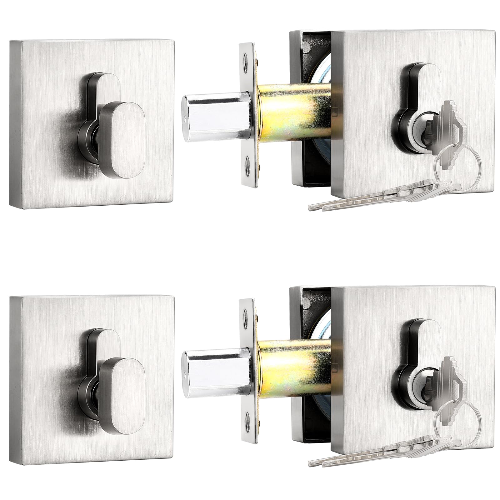 Probrico Satin Nickel Single Cylinder Deadbolt,Keyed One Side Deadbolt ...
