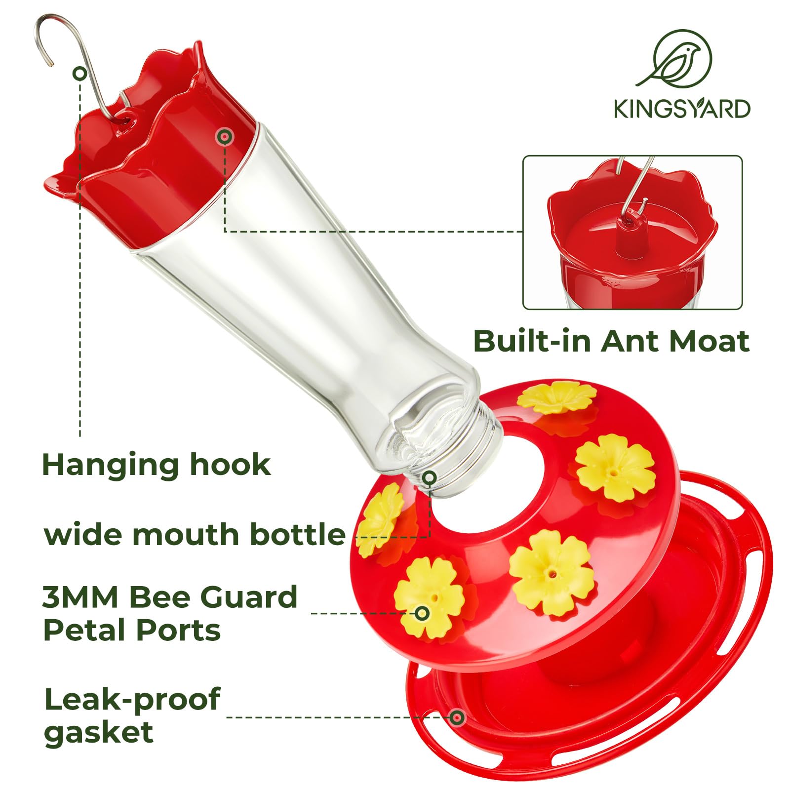 Snapklik.com : Kingsyard 2 Pack Glass Hummingbird Feeder For Outdoors ...