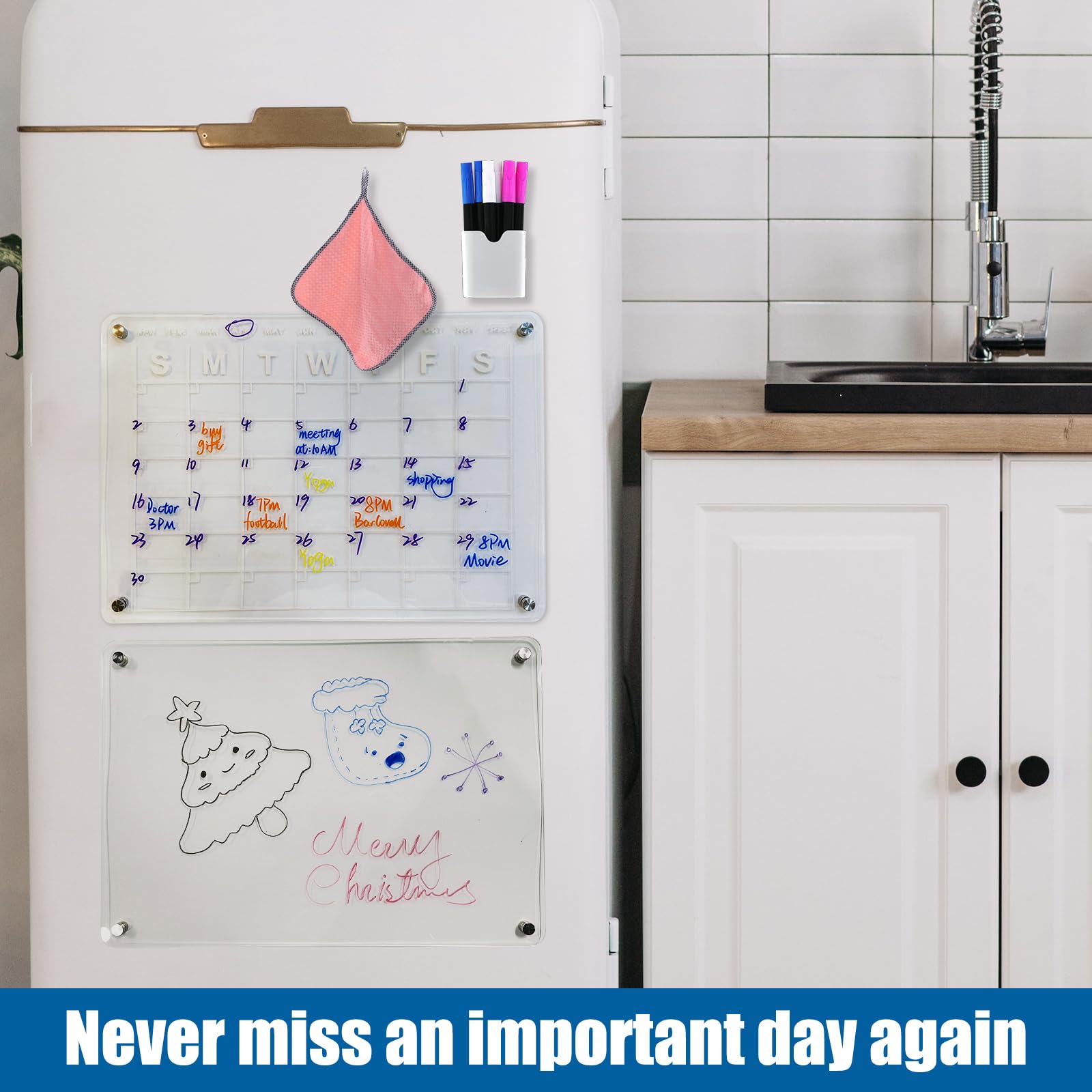 Snapklik.com : Magnetic Planning Board For Fridge, 2 Pcs Acrylic Dry ...