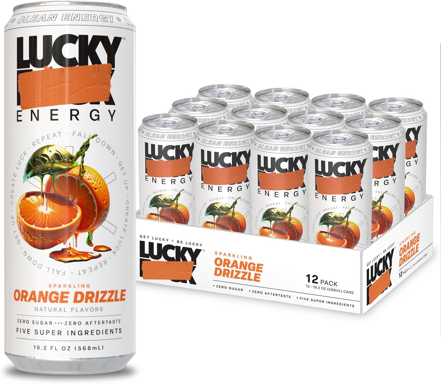 Amazon.com : Lucky Energy Zero Sugar Energy Drink 19.2 Fl Oz Cans (Pack ...