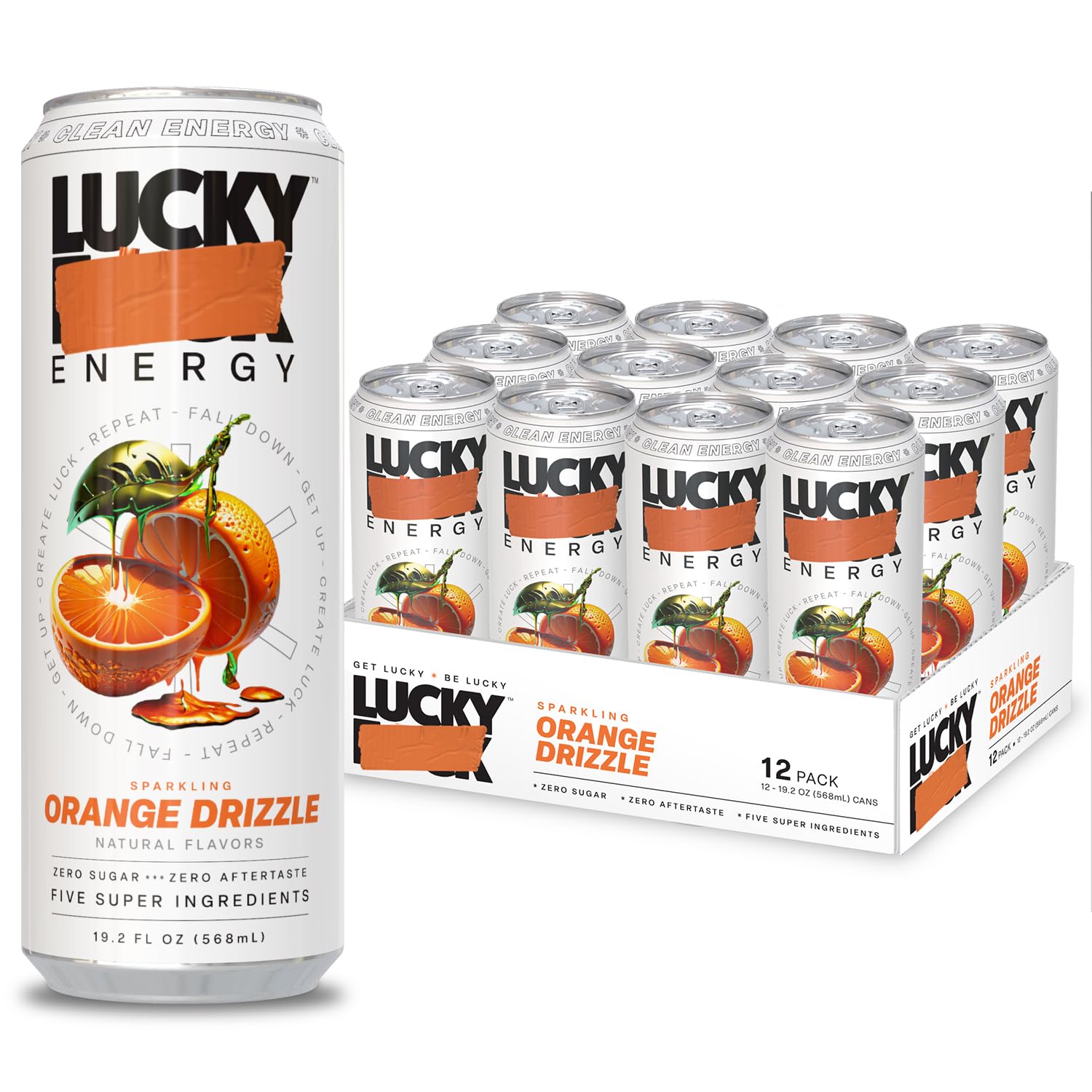Amazon.com : Lucky Energy Zero Sugar Energy Drink 19.2 Fl Oz Cans (Pack ...