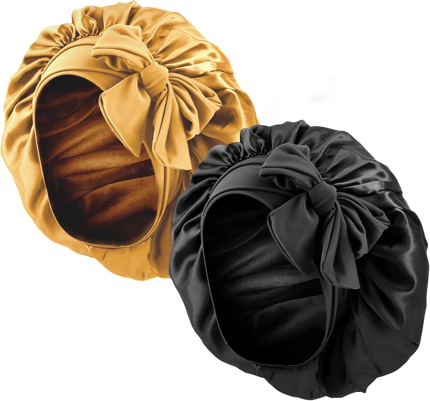 Amazon.com: Jasilon Satin Sleeping Bonnet 2 Pack Adjustable Satin ...