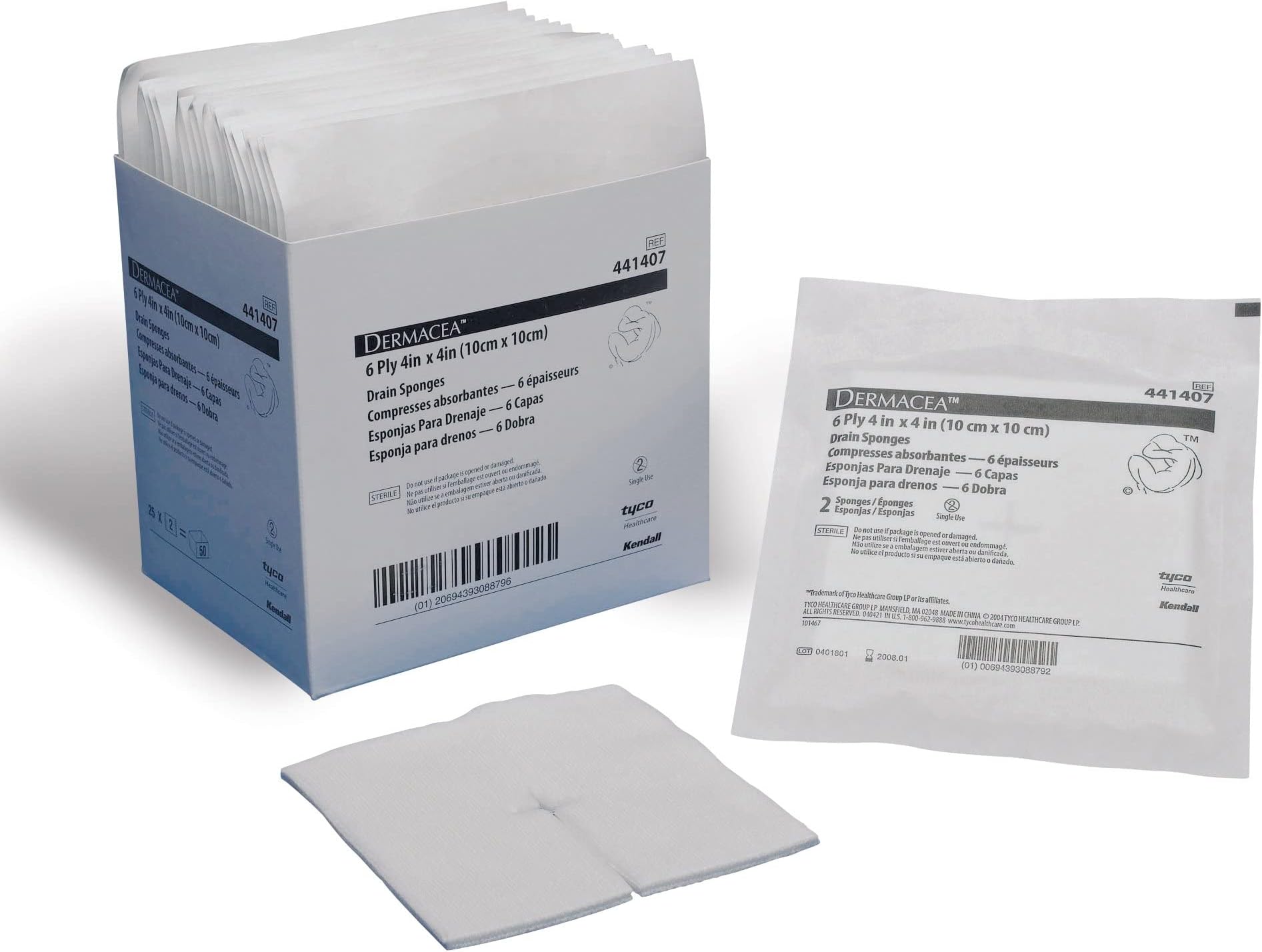 Amazon.com: Covidien Dermacea 4 x 4 inch Gauze Sponge 8 Ply, Sterile ...