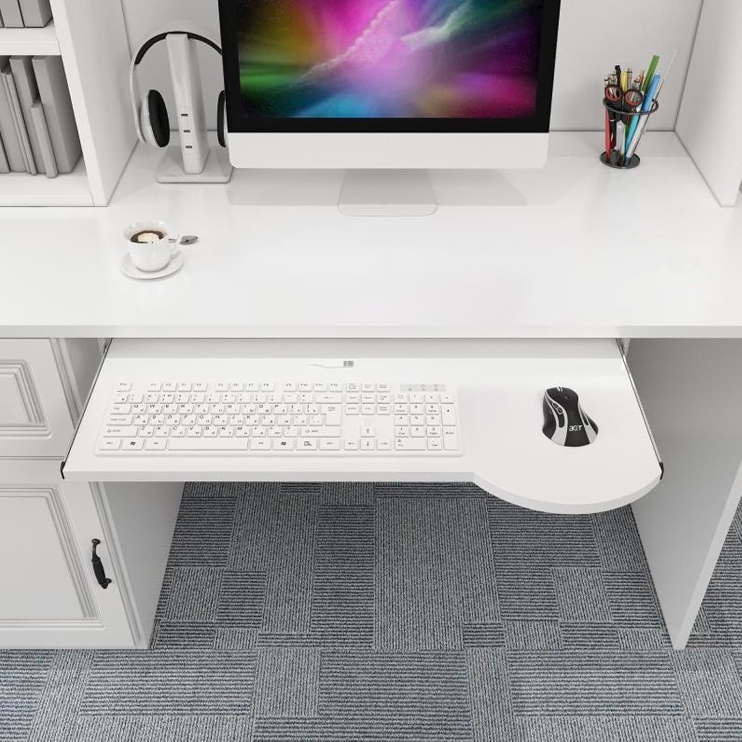 Amazon.com : Pull Out Keyboard Tray Under Desk, Keyboard Tray Under ...