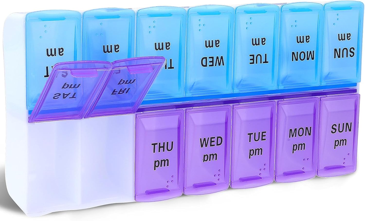 WLLHYF Weekly Pill Box Organiser am pm, (7-Day) AM/PM Pill Organizer 2 ...