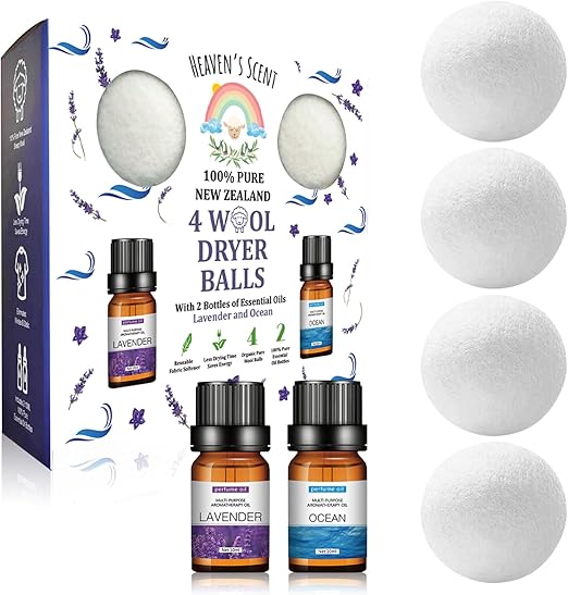 Amazon.com: Heaven's Scent Wool Dryer Balls w/Essential Oils Bundle ...