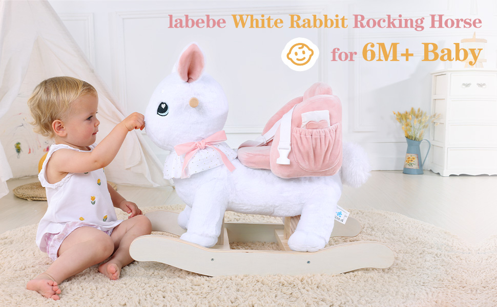 Watch labebe White Rabbit Rocking Horse for Kids 1-3Y Bunny Rocker on ...