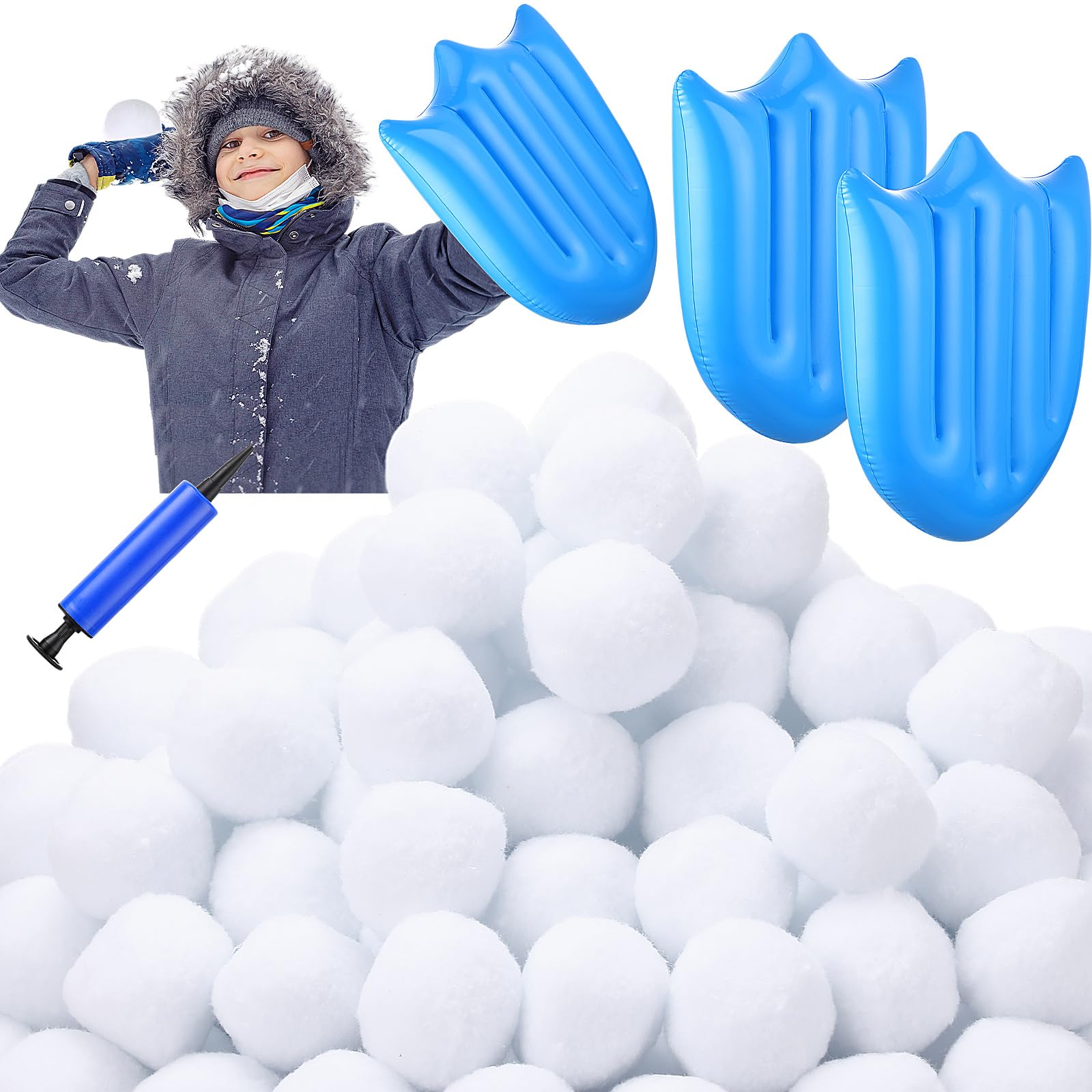 Leyndo 150 Pack Christmas Fake Snowballs for Kids with 2 Shields ...