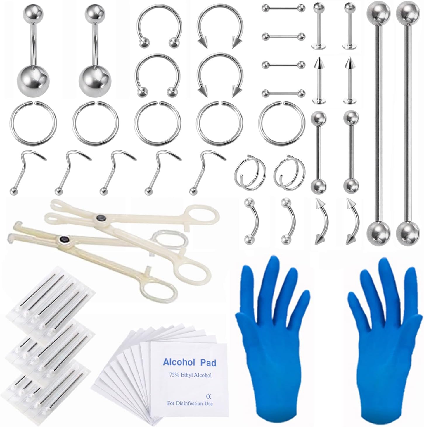 Amazon.com: 63PCS Body Septum Piercing Kit 14G 16G 20G Tools for Belly ...