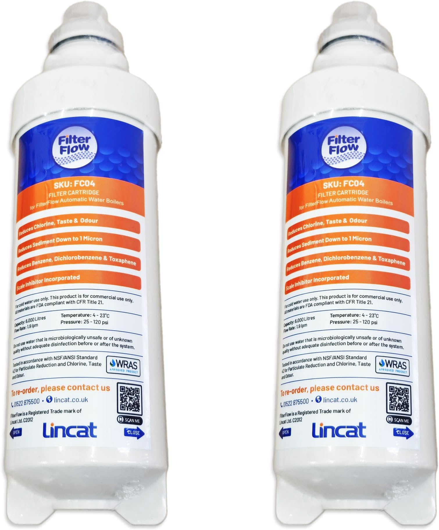 2 x Lincat FC04 Water Filter Cartridge for EB3FX EB4FX Water Boiler Tea ...